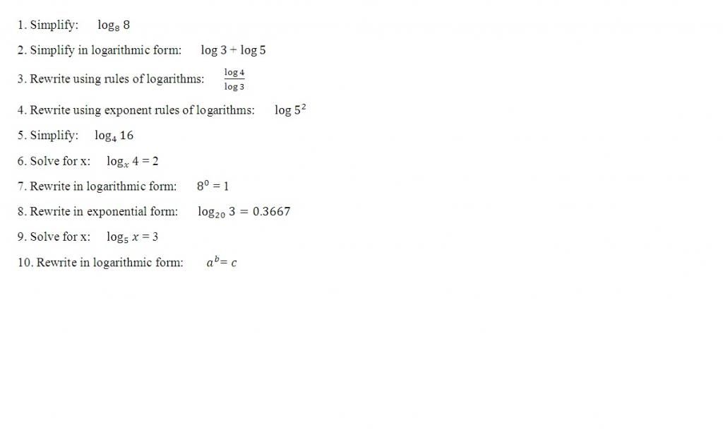 IB Maths Log Review Quiz - By julivia27